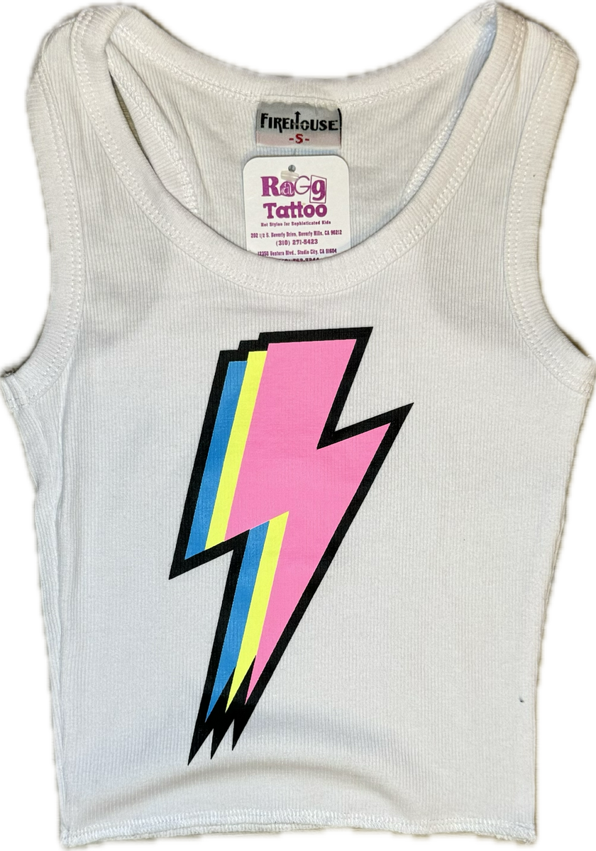 FIREHOUSE- Lightning Bolt Tank (white) – Ragg Tattoo
